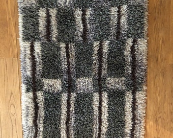 Rya Shag Rug 60s Geometric Modern Design Sweden | Etsy