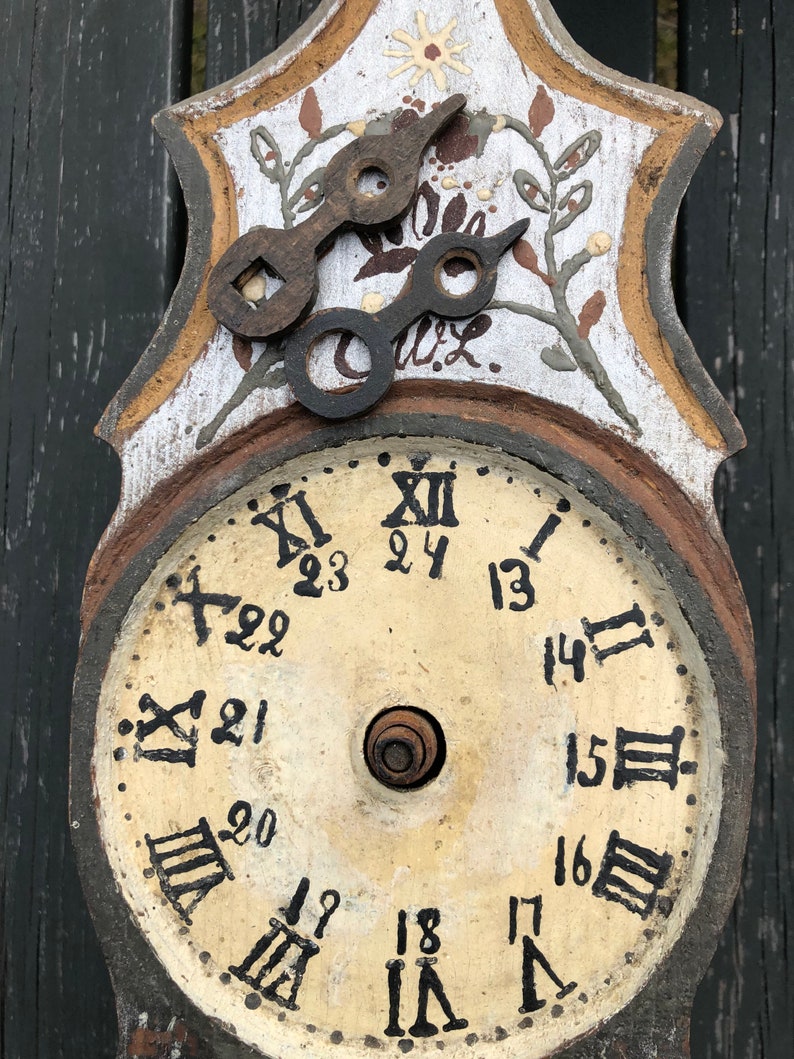 Antique Swiss or South German Wooden Wall Clock With Wooden | Etsy