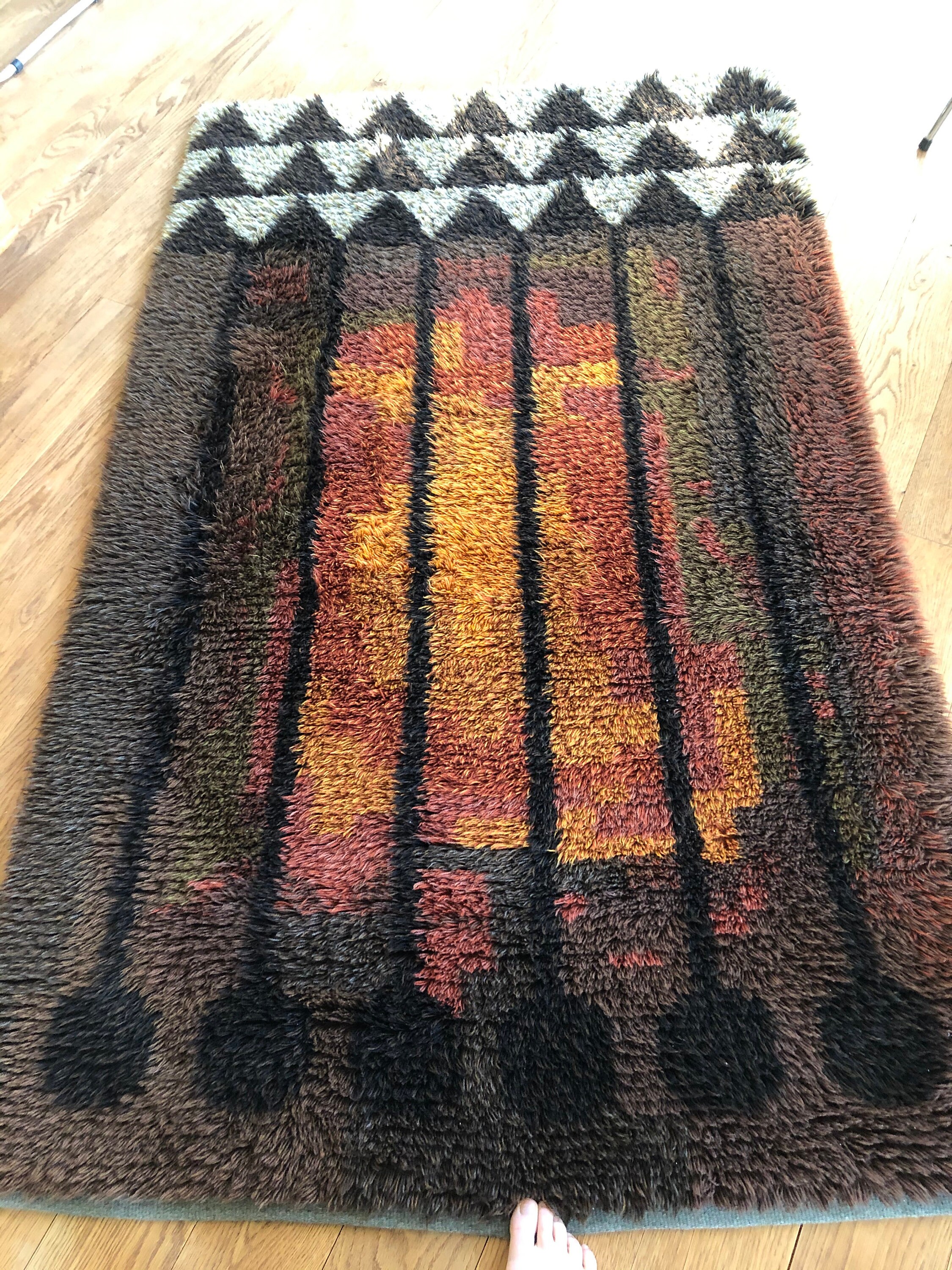 Rya shag rug 60s geometric modern design Sweden Birgitta | Etsy