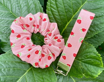 Strawberry Wristlet Key Fob and Scrunchie Set - Etsy