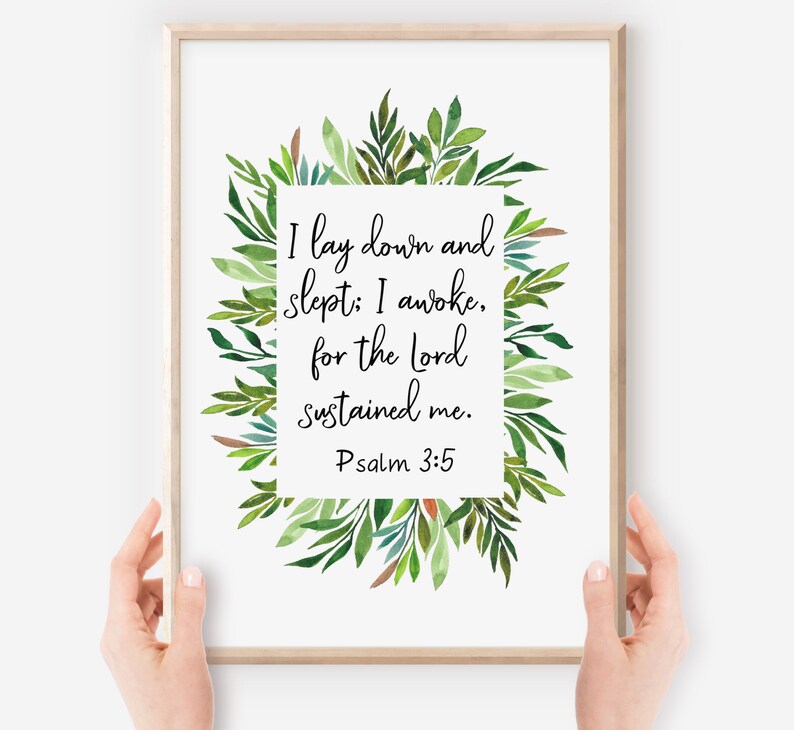Christian Printable Bible Verse Digital Download. I Lay Down - Etsy