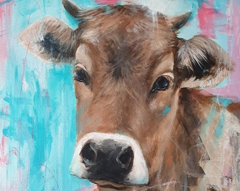 Original Highland Cow Acrylic Painting, Large Wall Art Decor, 24x30 - Etsy