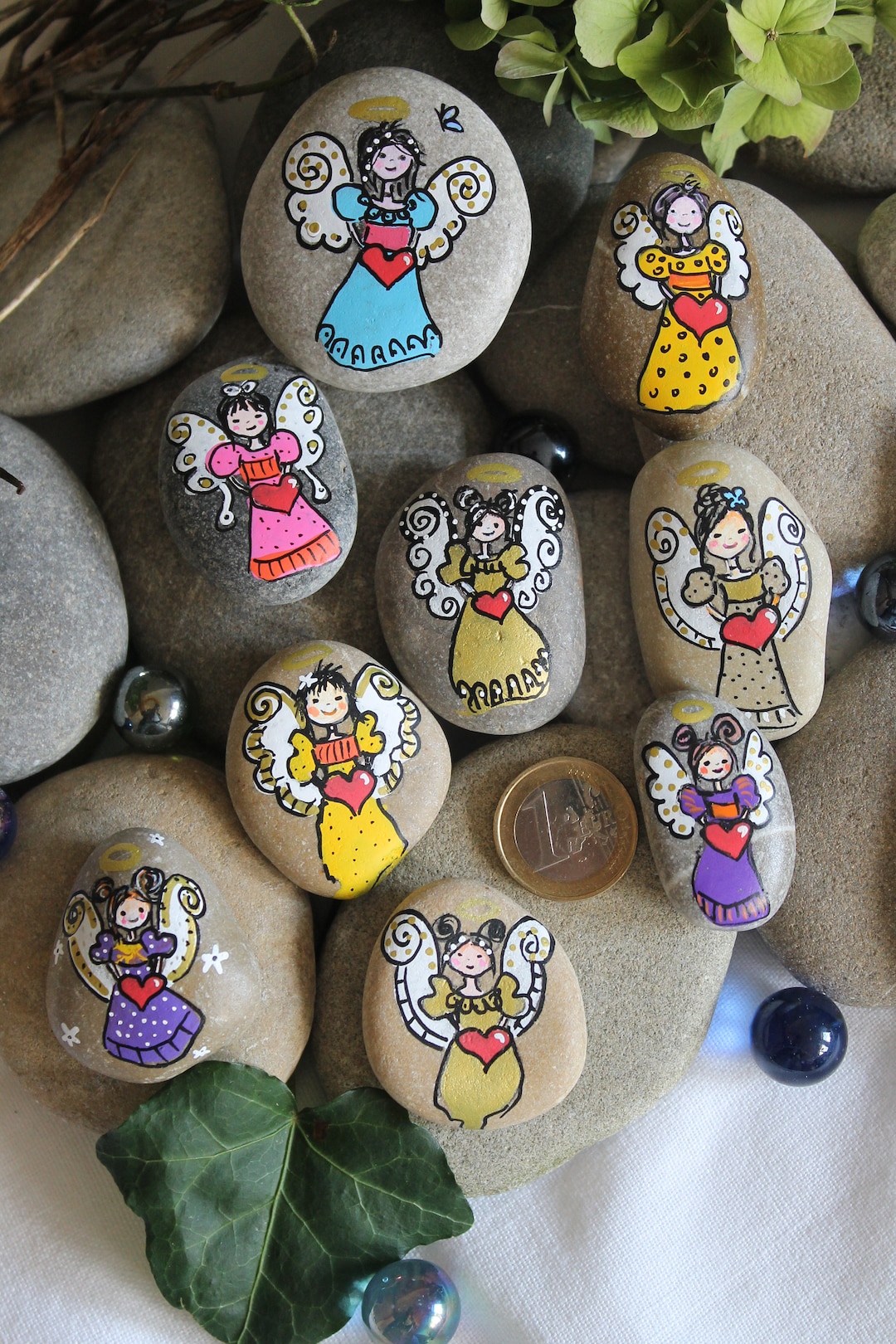 Painted Stones, Angels on Stones, Handbag Angels, Gifts, Decorations - Etsy