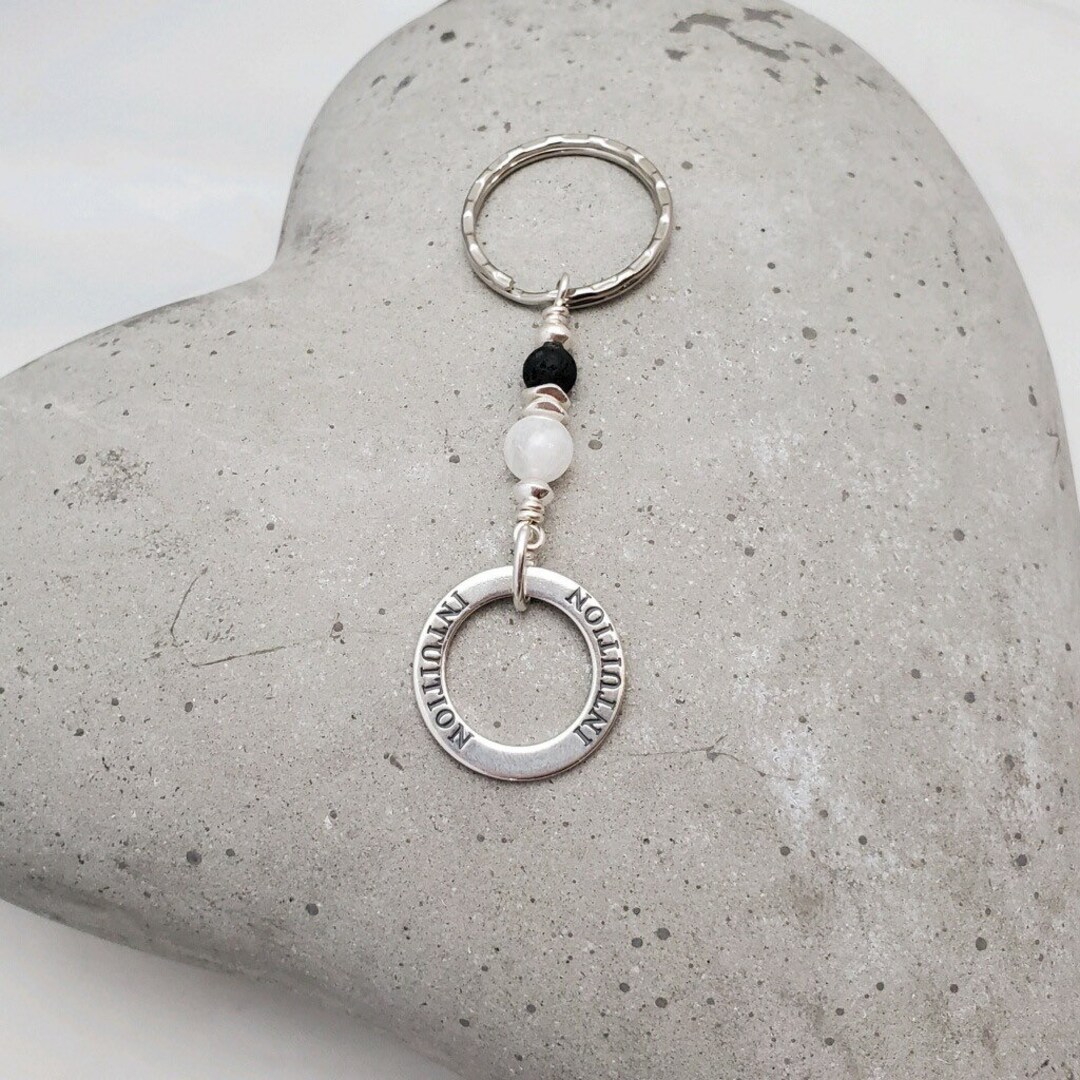 Rainbow Moonstone Lava and Sterling Silver Totem Keychain - Etsy UK