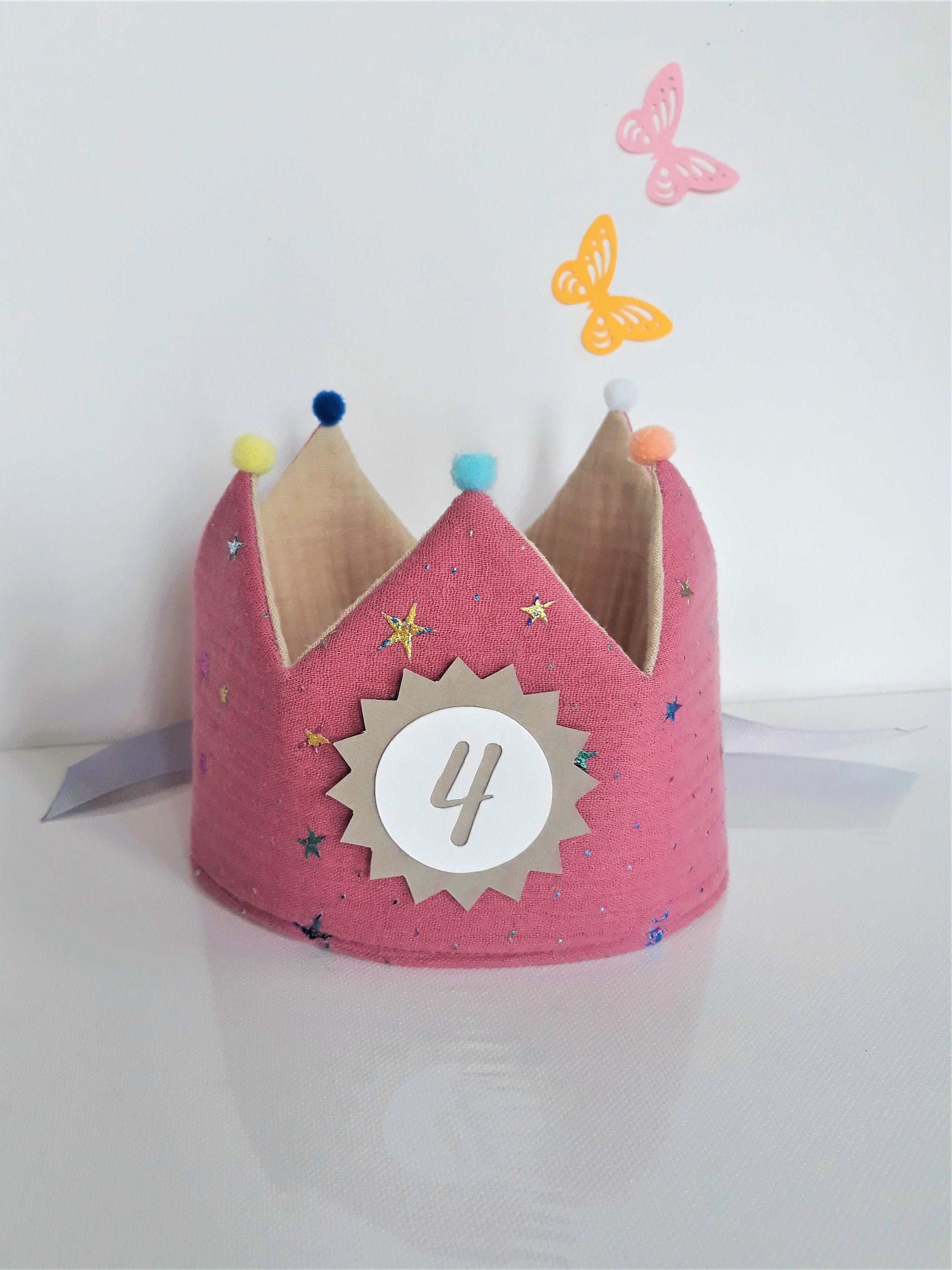Corona de cumpleaños corona de tela de muselina para niños | Etsy