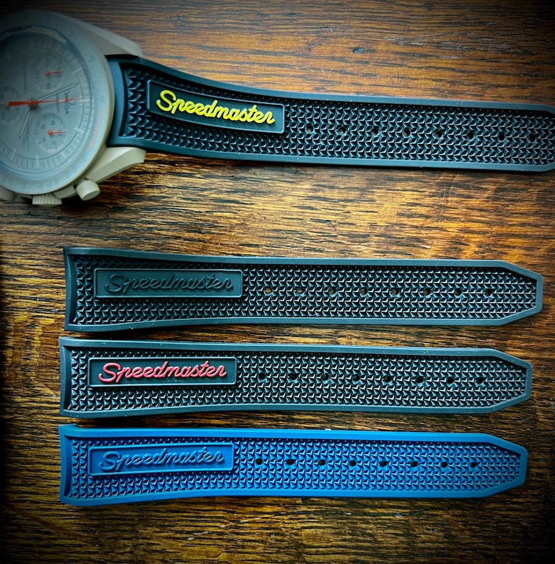 Curved End Rubber Strap for Omega Speedmaster & Moonswatch - 20mm/21mm ...