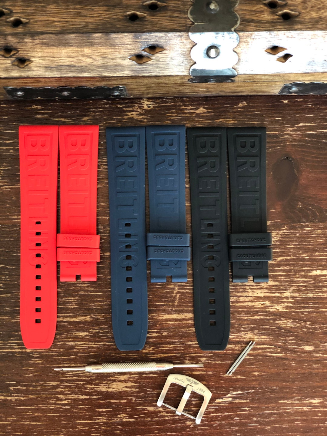 High Quality BLACK/BLUE/RED Breitling Compatible 20-22mm Replacement ...