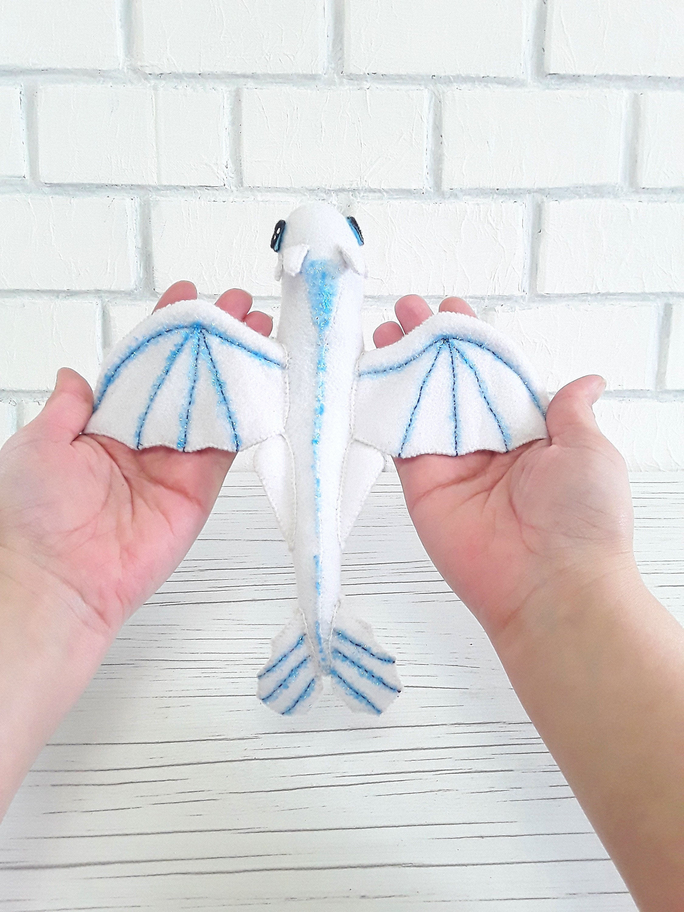 White dragon plush Poseable dragon toy Cute dragon plush | Etsy