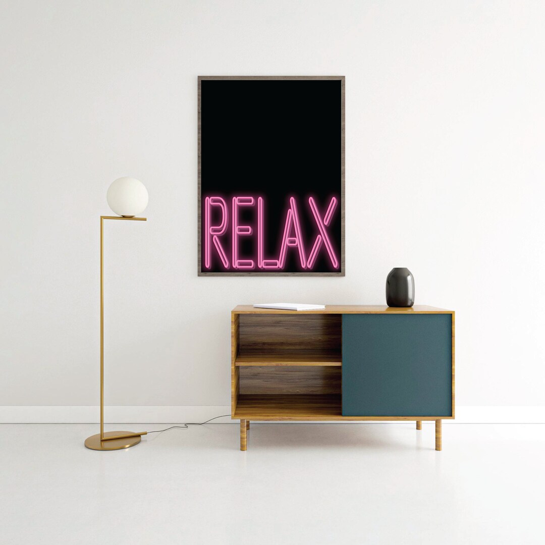 CANVAS Relax Neon Sign Poster Print Art - Etsy