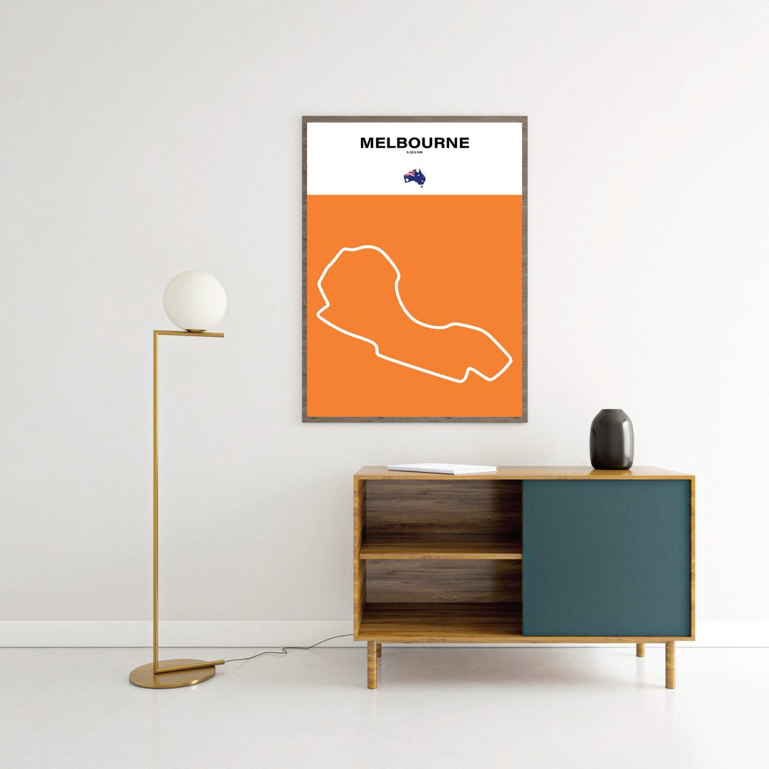 CANVAS F1 Style Melbourne Race Track Minimal Minimalist Print Poster ...