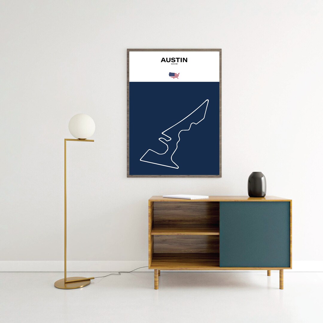 CANVAS F1 Style Austin Race Track Minimal Minimalist Print Poster USA ...