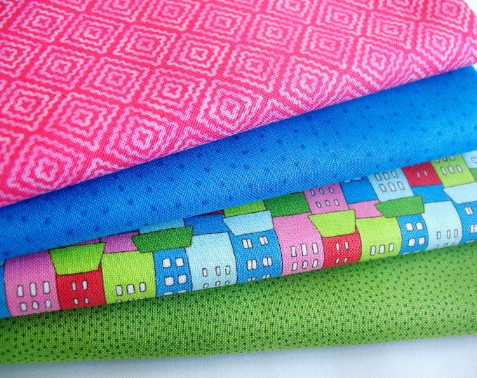 STOF Fabric Package Down Town Kitty 4 Pieces 25x55 Cotton Fabrics Fat ...