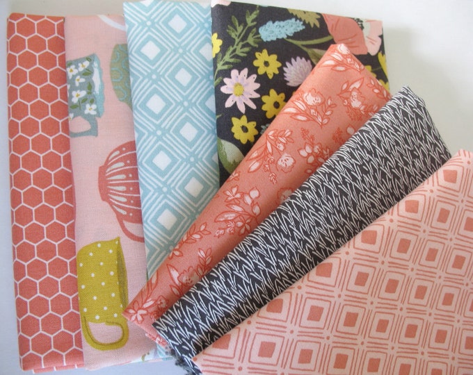 Riley Blake Stoffpaket Tea with Bea 7 St. 25x55 Fat Eight Bundle Baumwollstoffe Patchworkstoffe ...