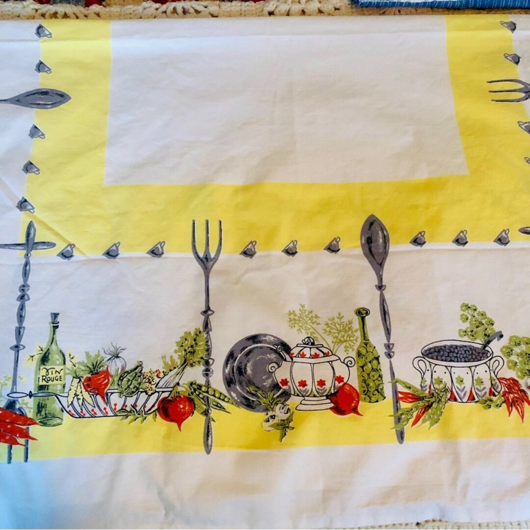 Vintage 60s Square Kitchen Table Cloth Pristine Approx 46” Square - Etsy