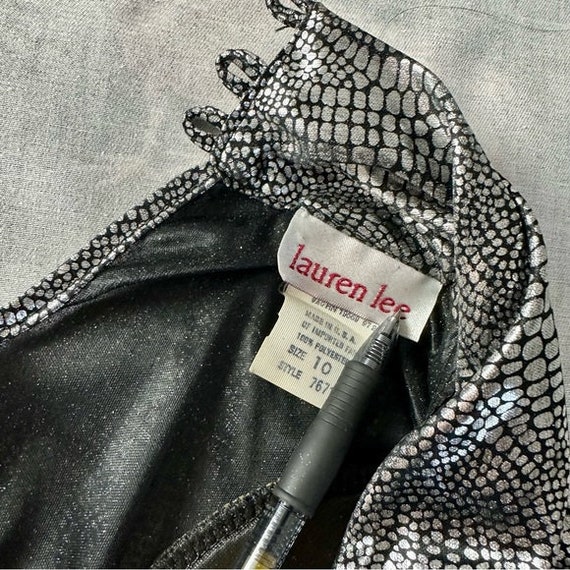 Vintage 80s Slinky Shiny Silver Metallic Blouse High … - Gem