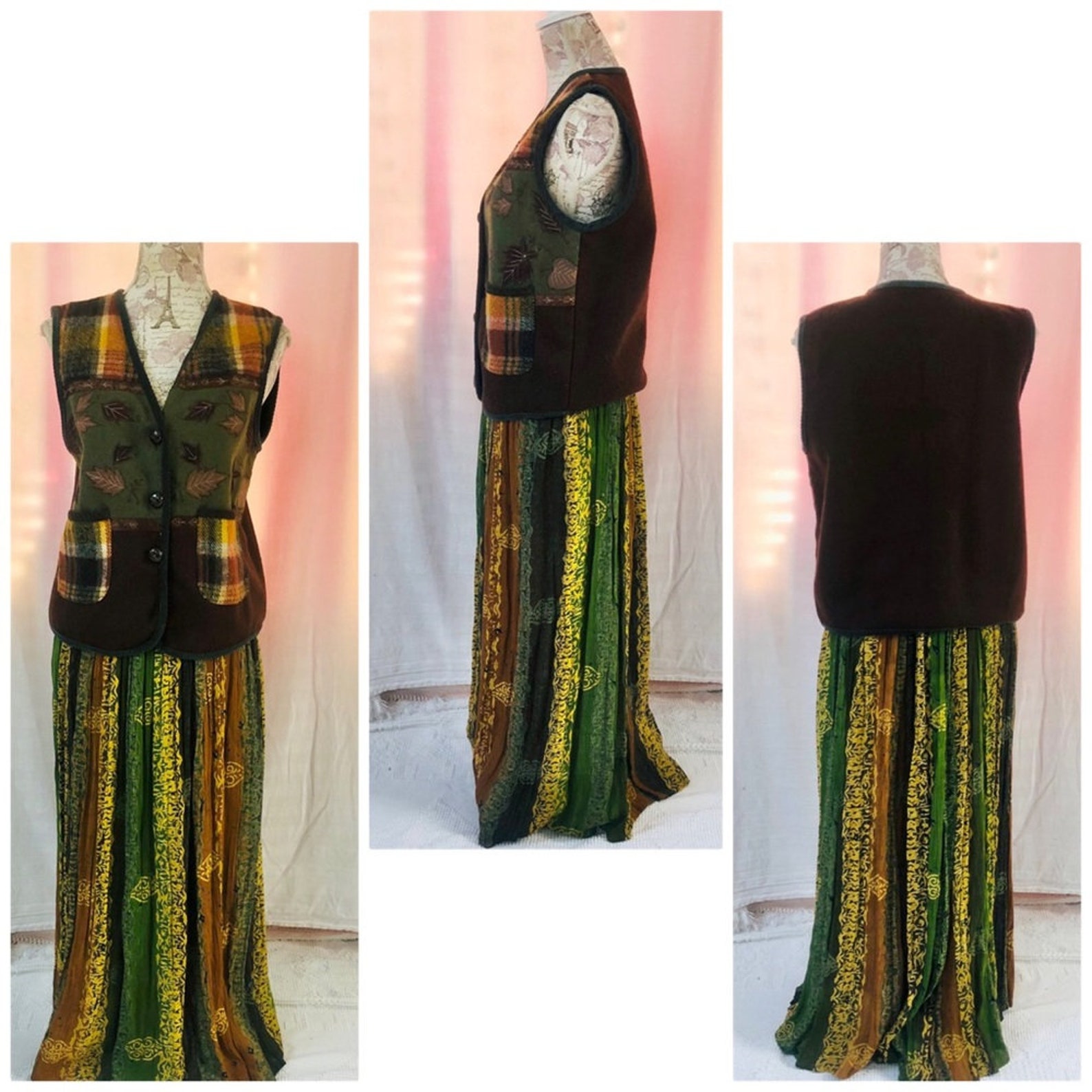 Vintage 90s Henna Broomstick Skirt Warm Earth Tones Size Large - Etsy