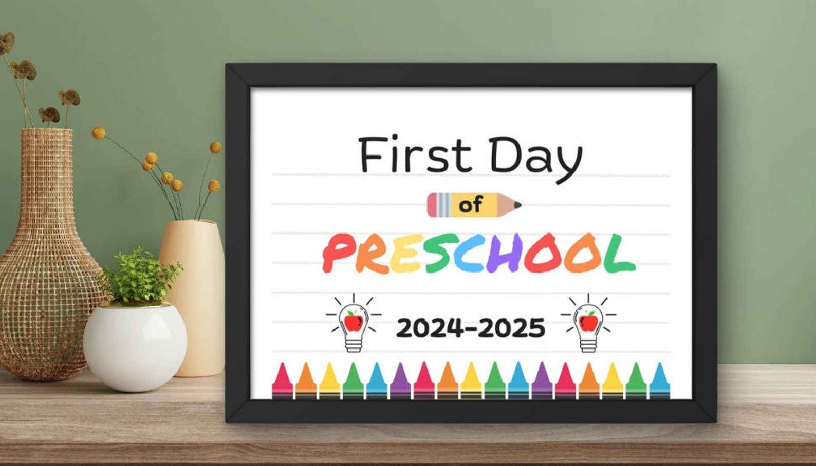 First Day of Preschool Sign Printable Notecard Theme Multiple Sizes ...