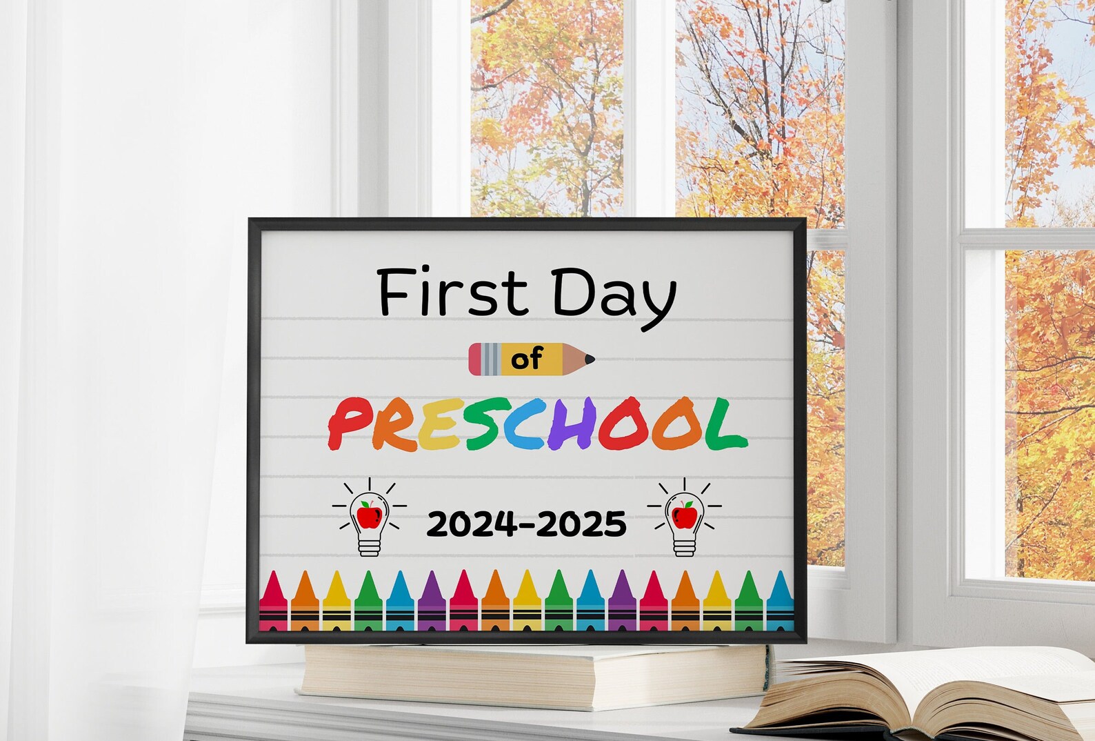 First Day of Preschool Sign Printable Notecard Theme Multiple Sizes ...
