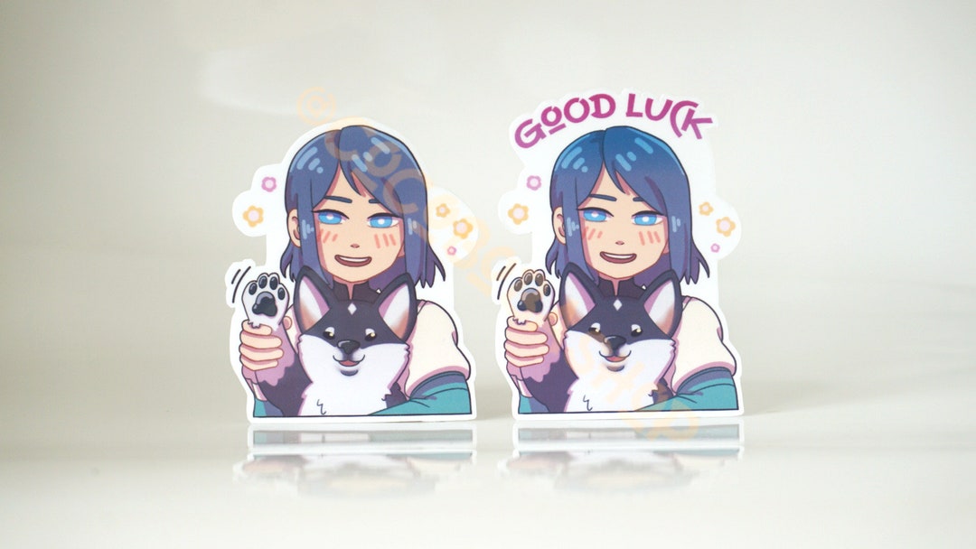 FFXVI Cute Chibi Jill Warrick and Torgal Good Luck Text Wave 1.5 X 2.2 ...