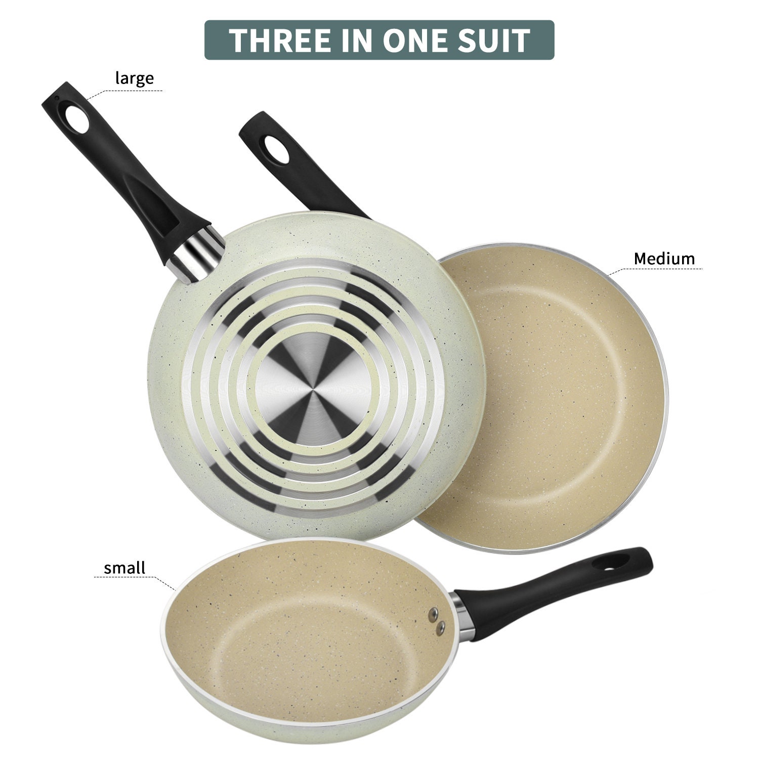 Fry Pan Cookware Set 8 9 and 10, Nonstick Frying Pan/egg Omelette Pan ...