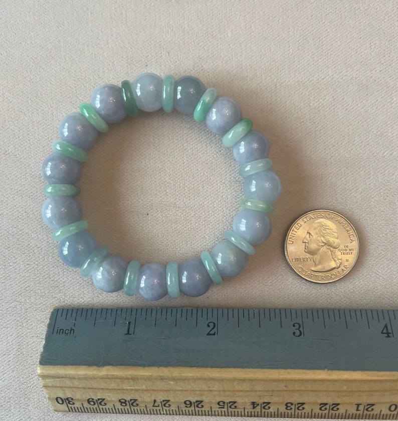 Natural Burmese Jade Grade A 11mm Light Lavender Bead Bracelet With ...