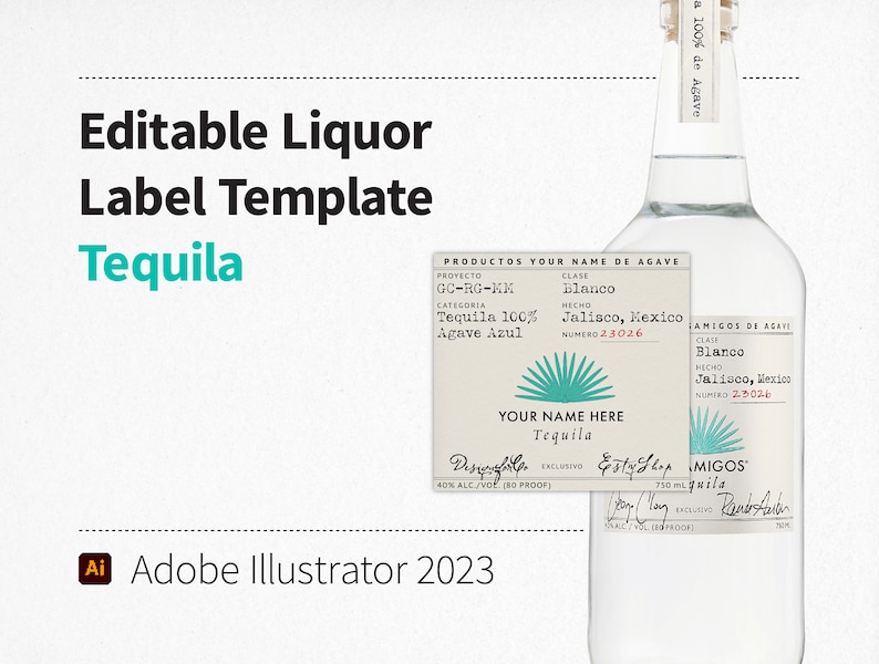 Editable Custom Liquor Bottle Label Template Blanc Tequila - Etsy