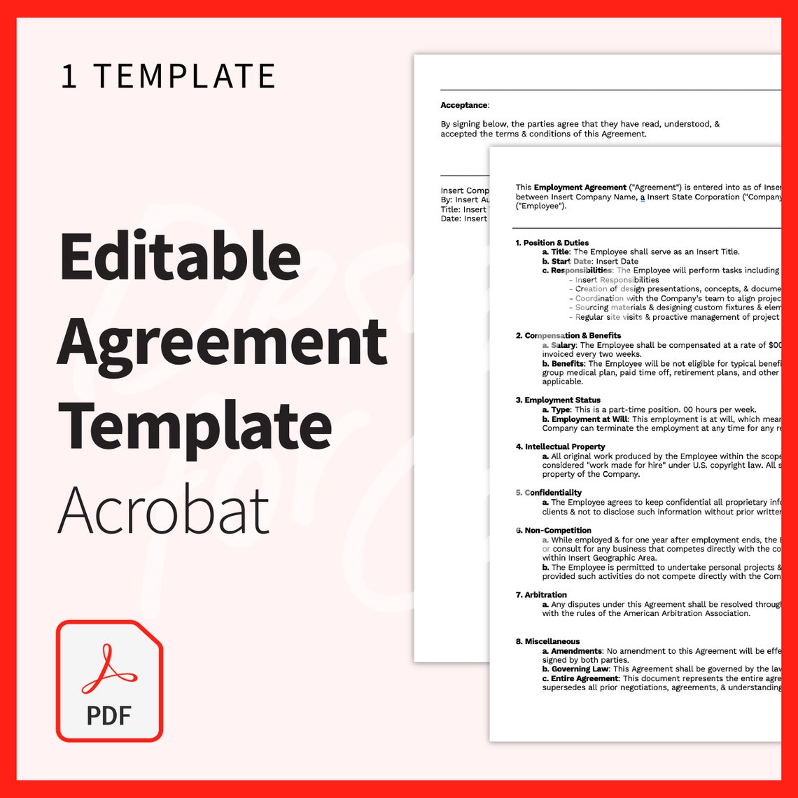 Adobe Acrobat PDF Freelance Consultant Client Employee Agreement ...