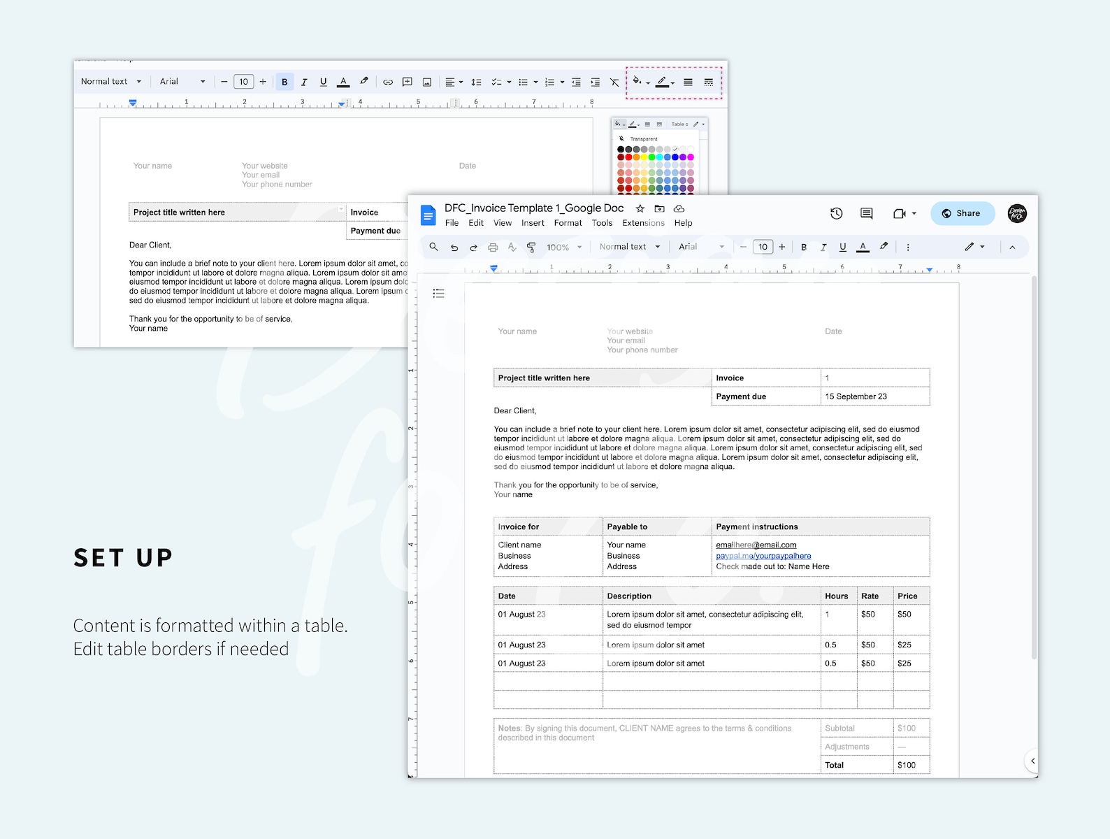 3 Google Docs Invoice Templates Editable Instant Digital Downloads ...