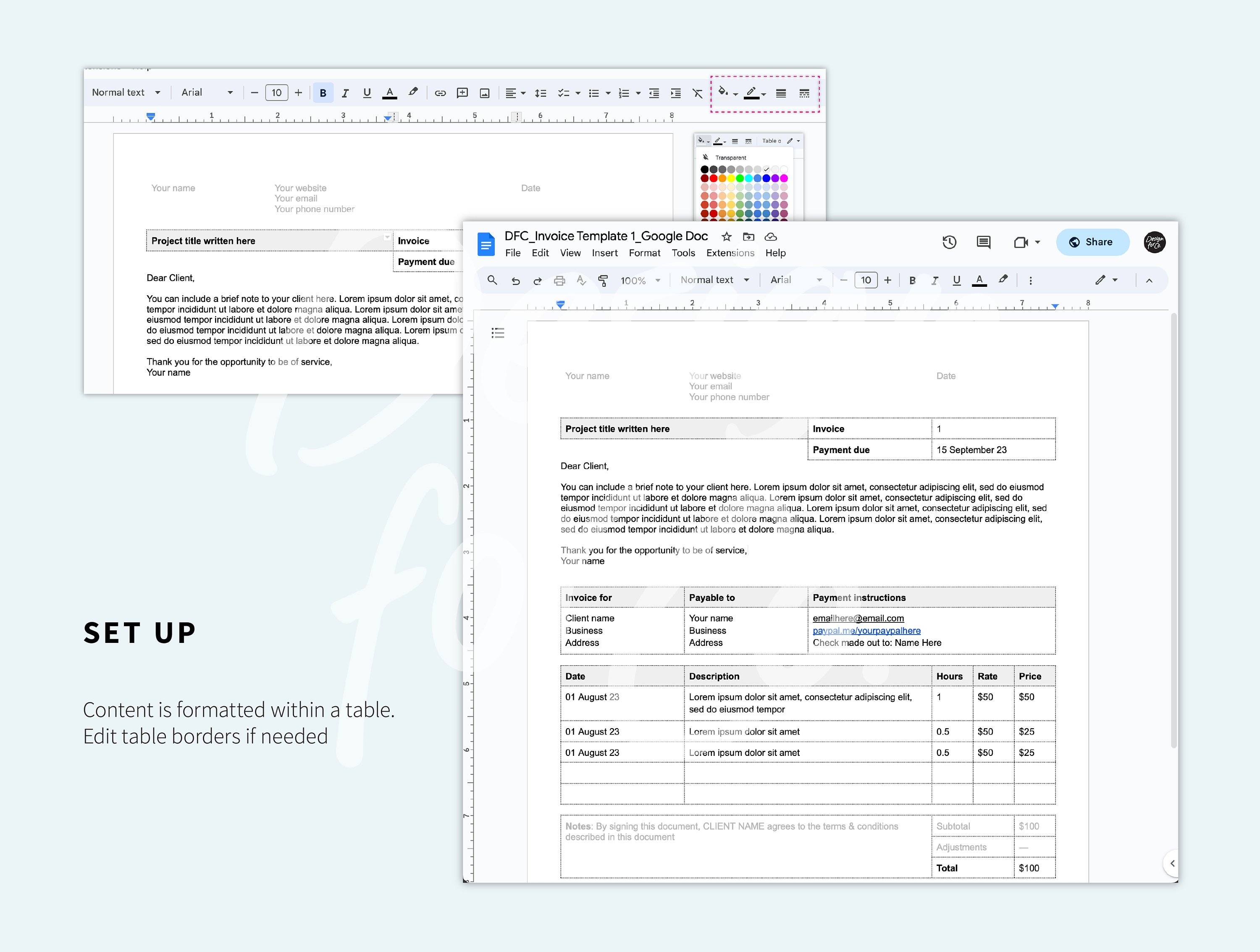 3 Google Docs Invoice Templates Editable Instant Digital Downloads ...