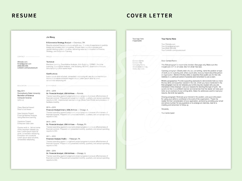 Google Docs Resume Template Cover Letter Template Editable Instant ...