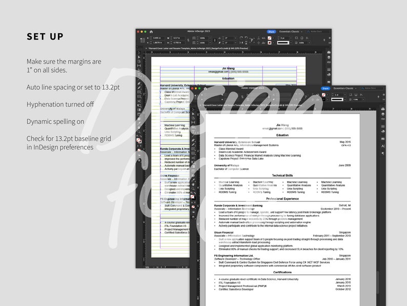 5 Indesign Harvard Resume & Cover Letter Templates. Professional, Clean ...