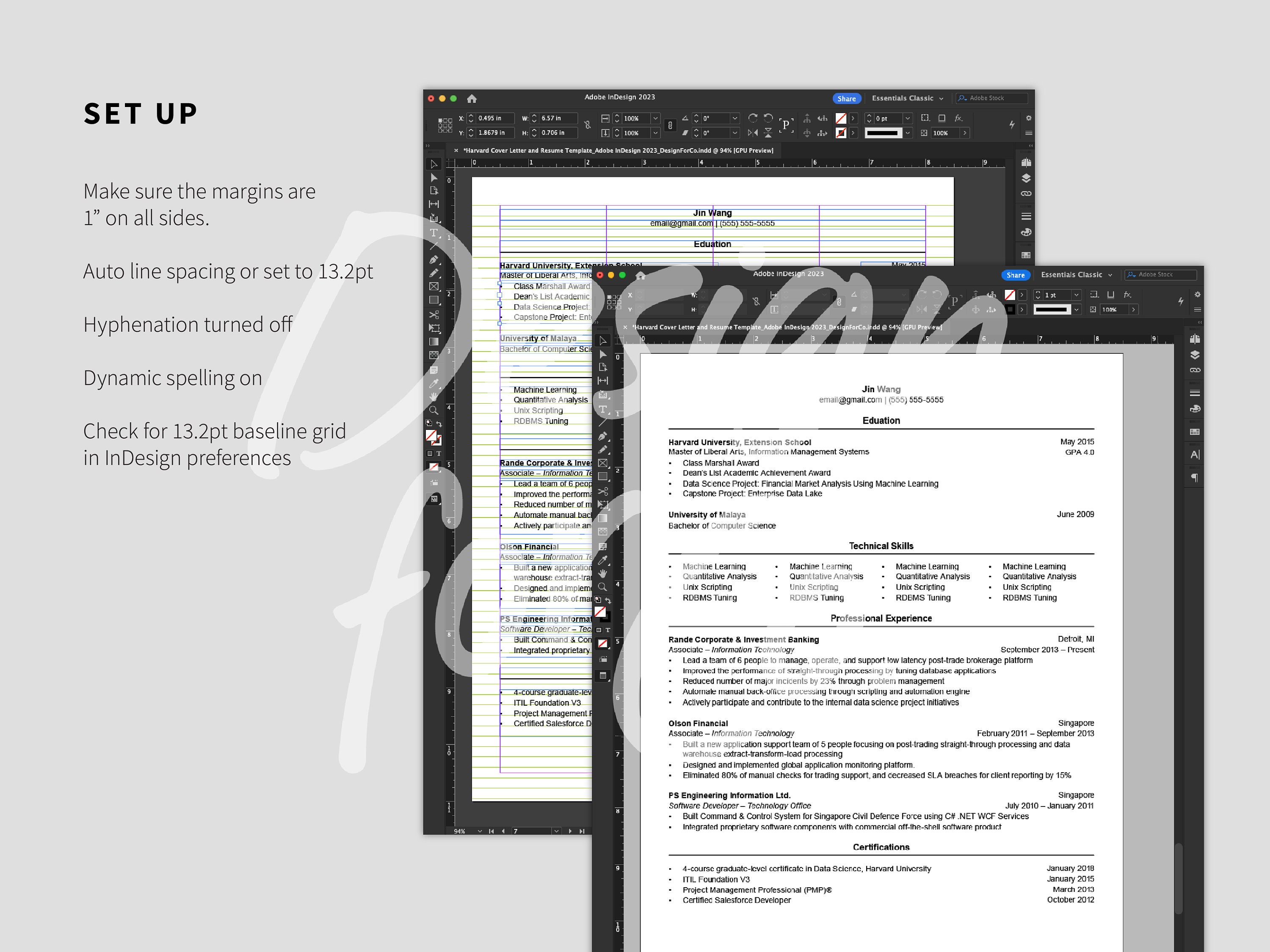5 Indesign Harvard Resume & Cover Letter Templates. Professional, Clean ...