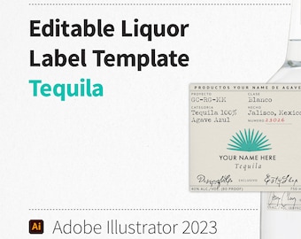 Editable Custom Tequila Liquor Label Template for Google Docs ...
