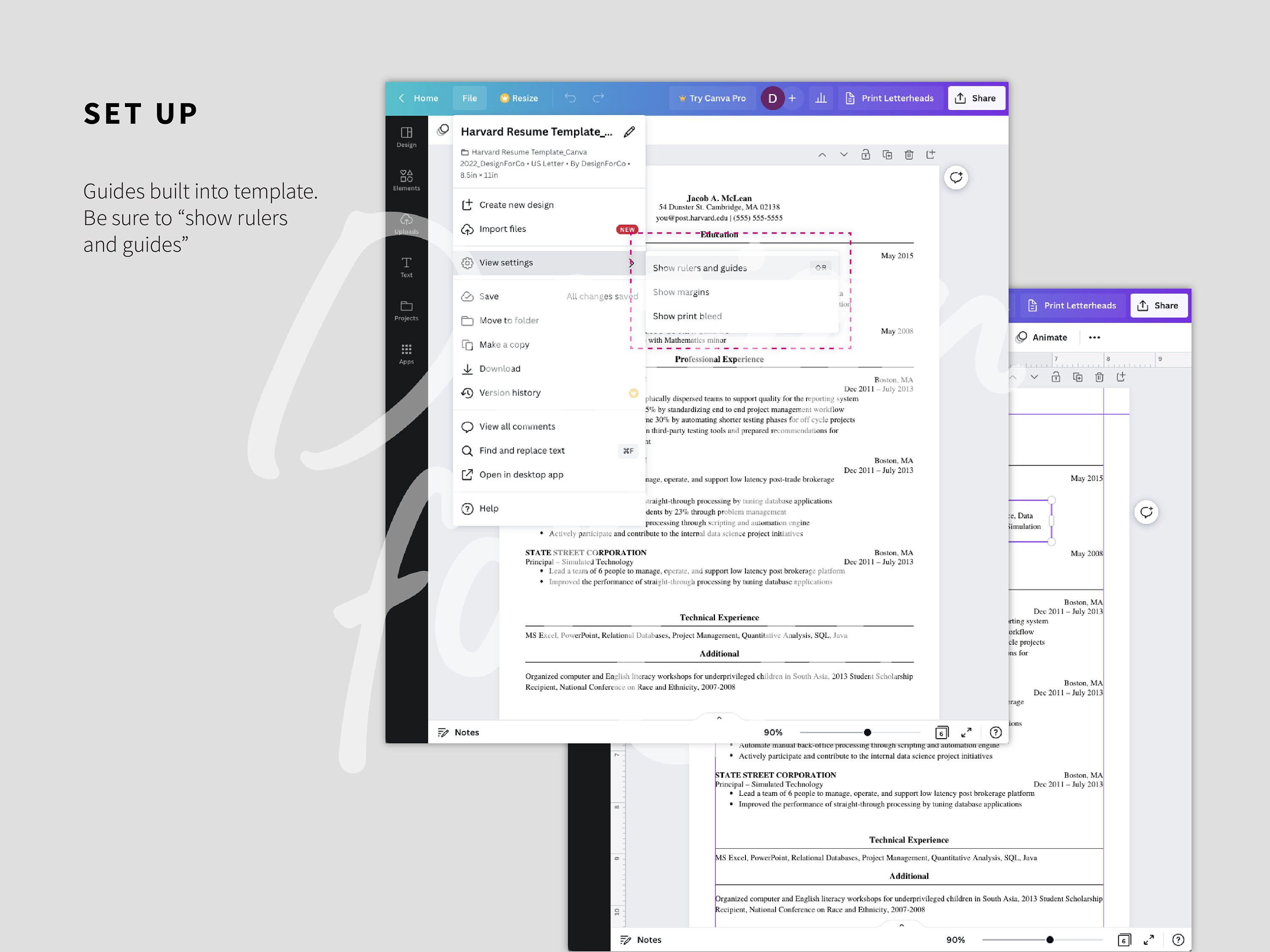 5 Canva Harvard Resume & Cover Letter Templates. Professional, Clean ...