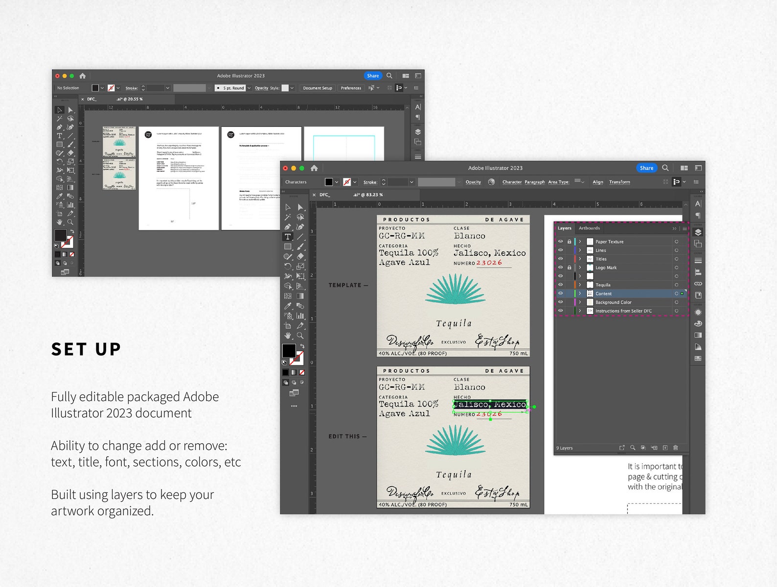 Editable Custom Liquor Bottle Label Template, Blanc Tequila, Adobe ...