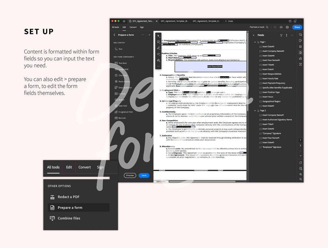 Adobe Acrobat PDF Freelance Consultant Client Employee Agreement ...