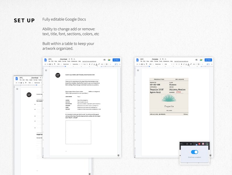 Editable Custom Tequila Liquor Label Template for Google Docs ...
