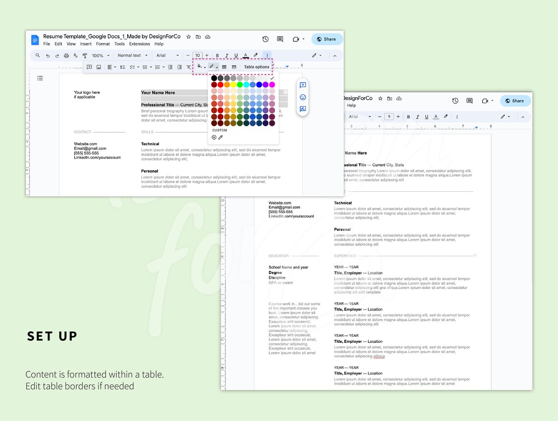Google Docs Resume Template Cover Letter Template Editable Instant ...