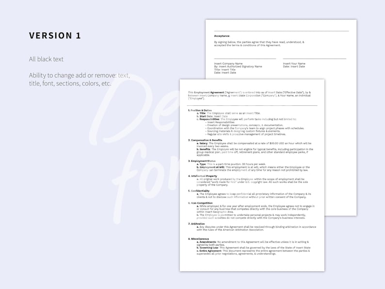 Word Doc Freelance Consultant Client Employee Agreement Template ...