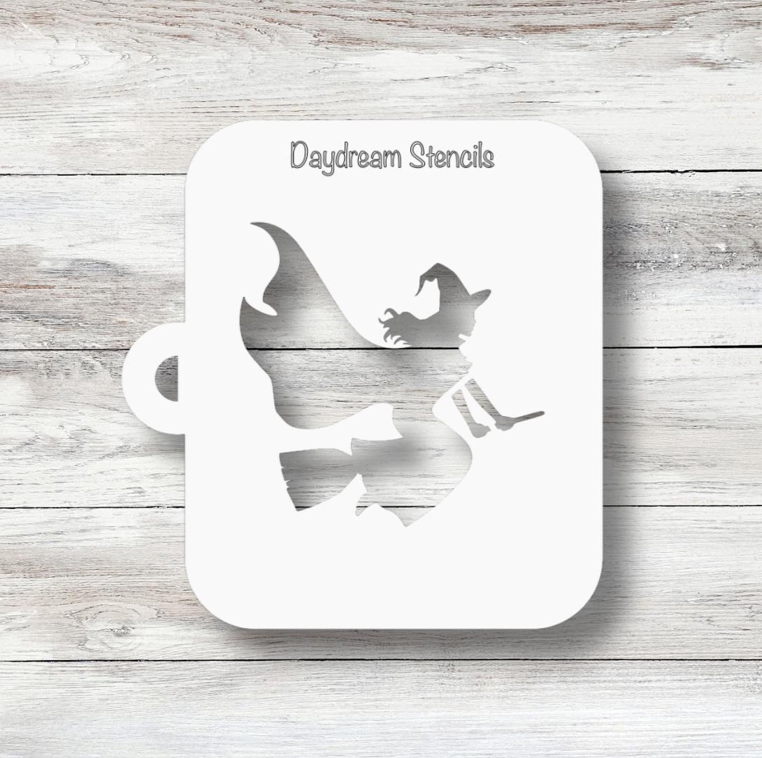 Flying Witch Stencil | Wicked Stencil | Durable 7 Mil Mylar for Face Painters, Airbrush Artists ...