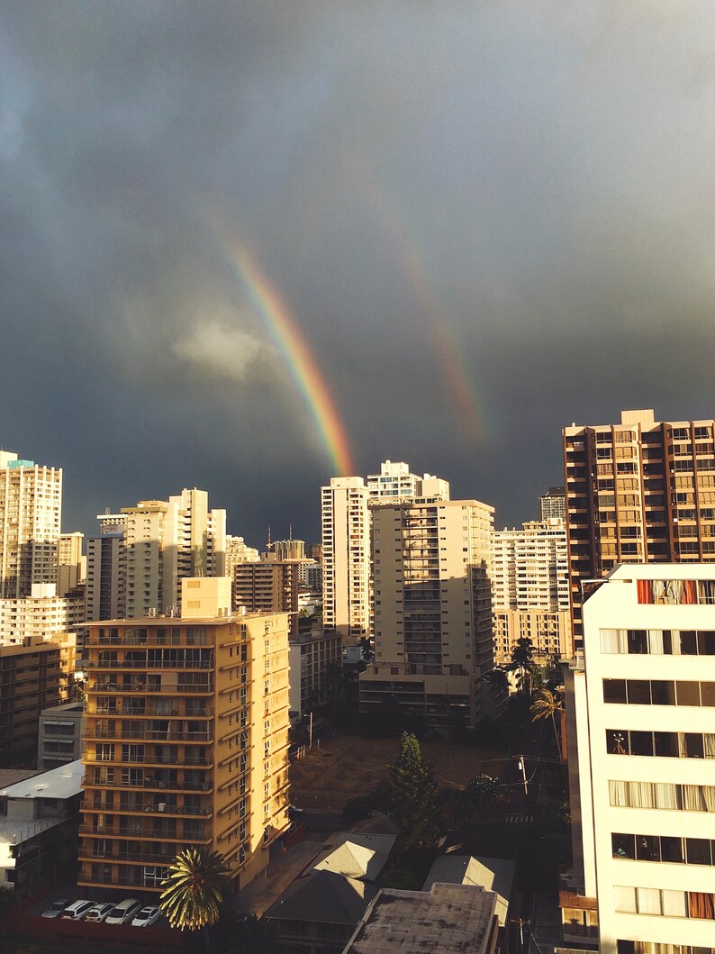 Honolulu Rainbow Photography Print Tropical Hawaii Fine Art - Etsy