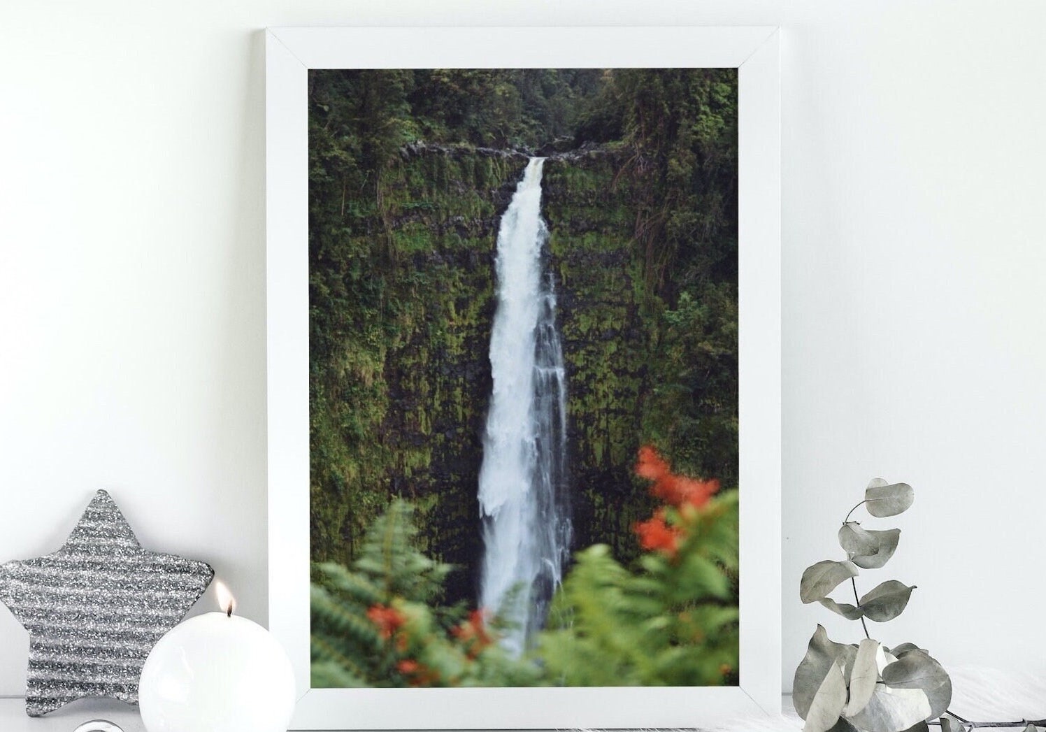 Rainforest Waterfall Photography Print Tropical Hawaii Fine Art Poster ...