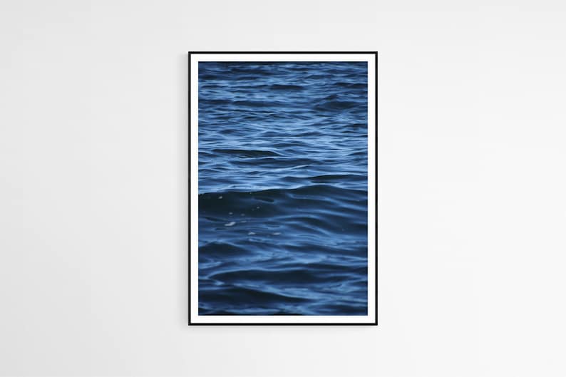 Ocean Blue Photography Print Nautical Sea Fine Art Poster Ocean Wave ...