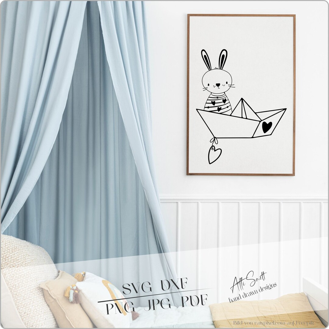 Plotter File Plotter Template Rabbit Bunny Paper Boat Svg - Etsy
