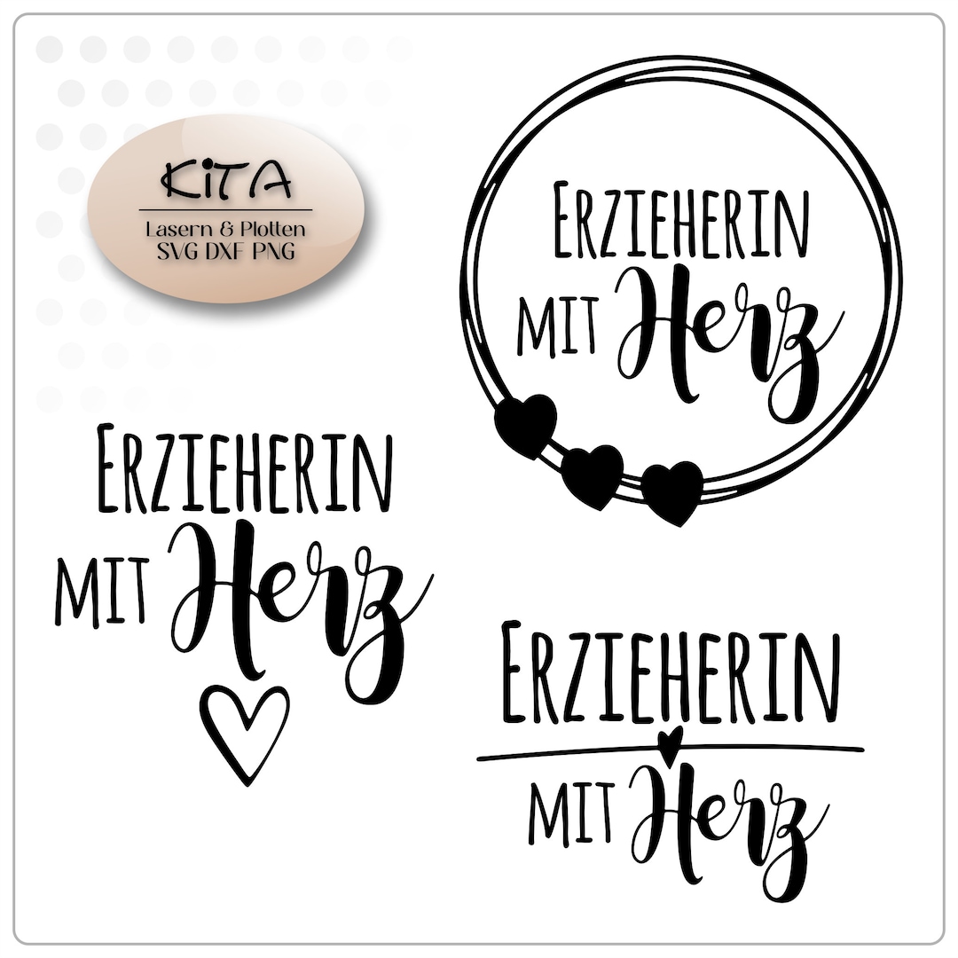 Plotterdatei Erzieherin mit Herz SVG PNG,Kita Danke svg Kita Plotterdatei Kita Laserdatei ...