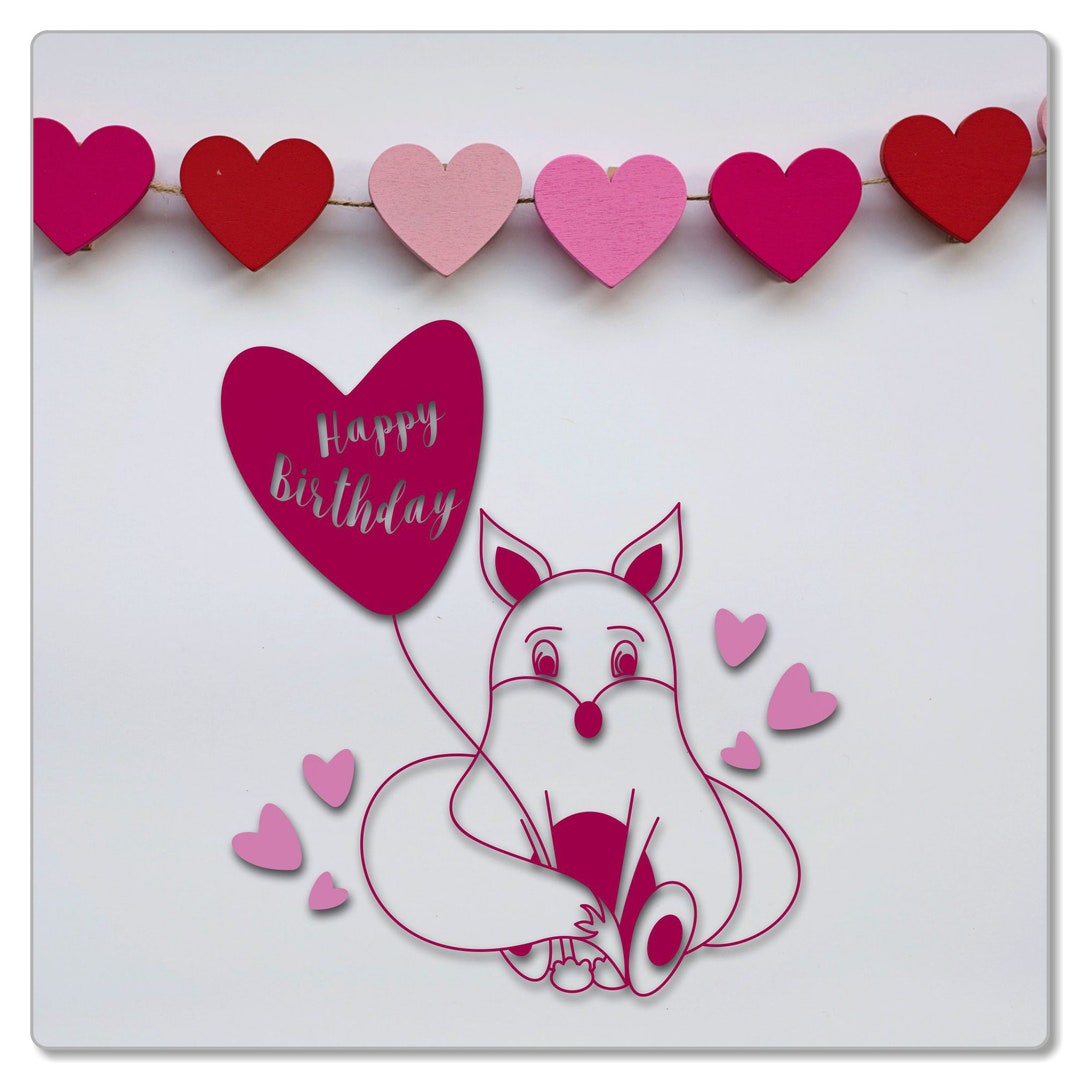 Laser File Cake Topper Svg Plotter File Birthday Svg Plotter File Fox ...