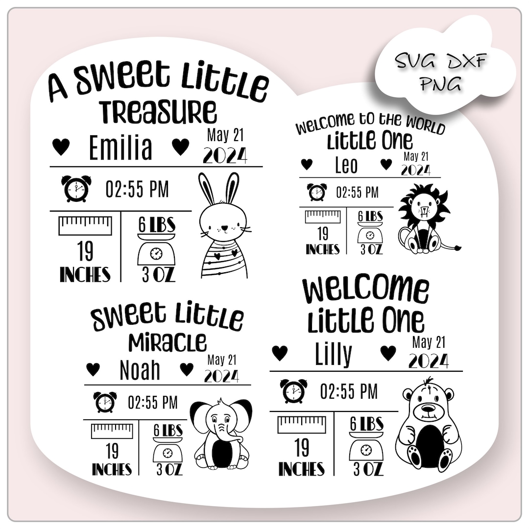 Gift for Birth - Baby Data Svg - Plotter File Birth - Plotter File ...