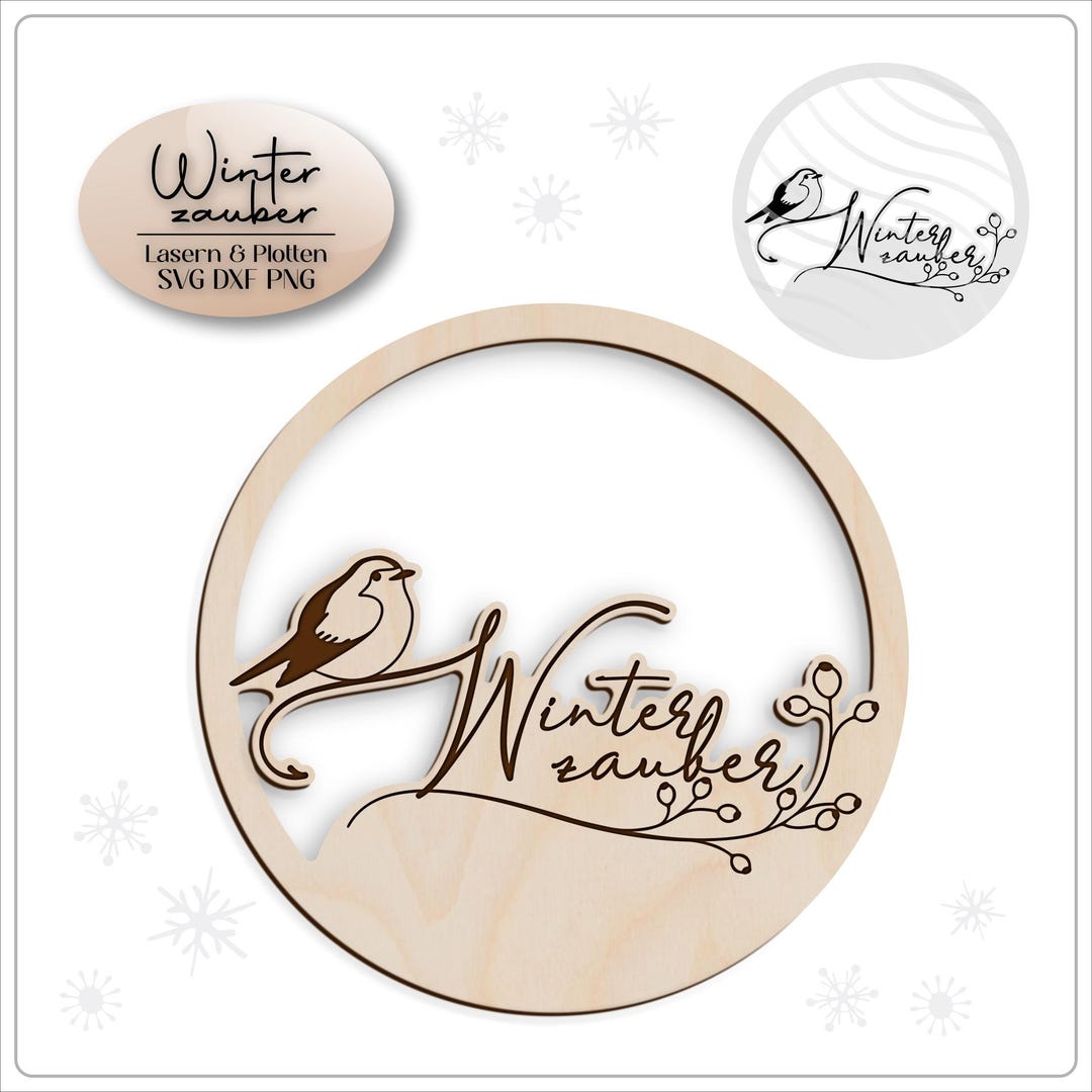 Loop Svg Datei Bird Lasercut Files Svg Dxf Png Christmas Winter ...
