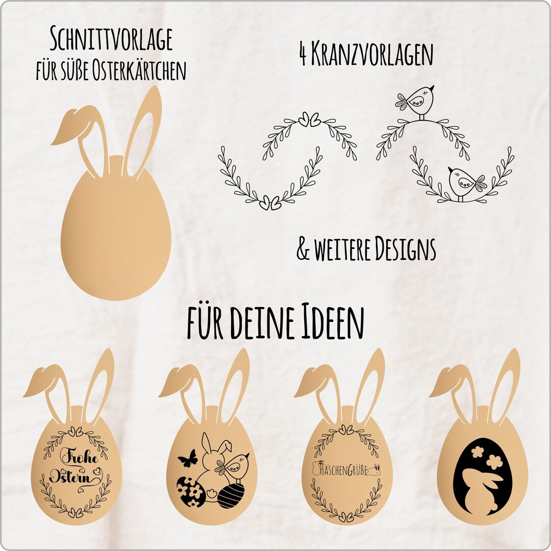 Osterhasen svg Ostereier Svg Plotterdatei Ostern Osterkarten Ostermotive laserdatei Hase Häschen ...