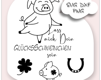 Plotterdatei Glücksschwein Neujahr svg dxf Silvester Kleeblatt Plotter - Etsy.de